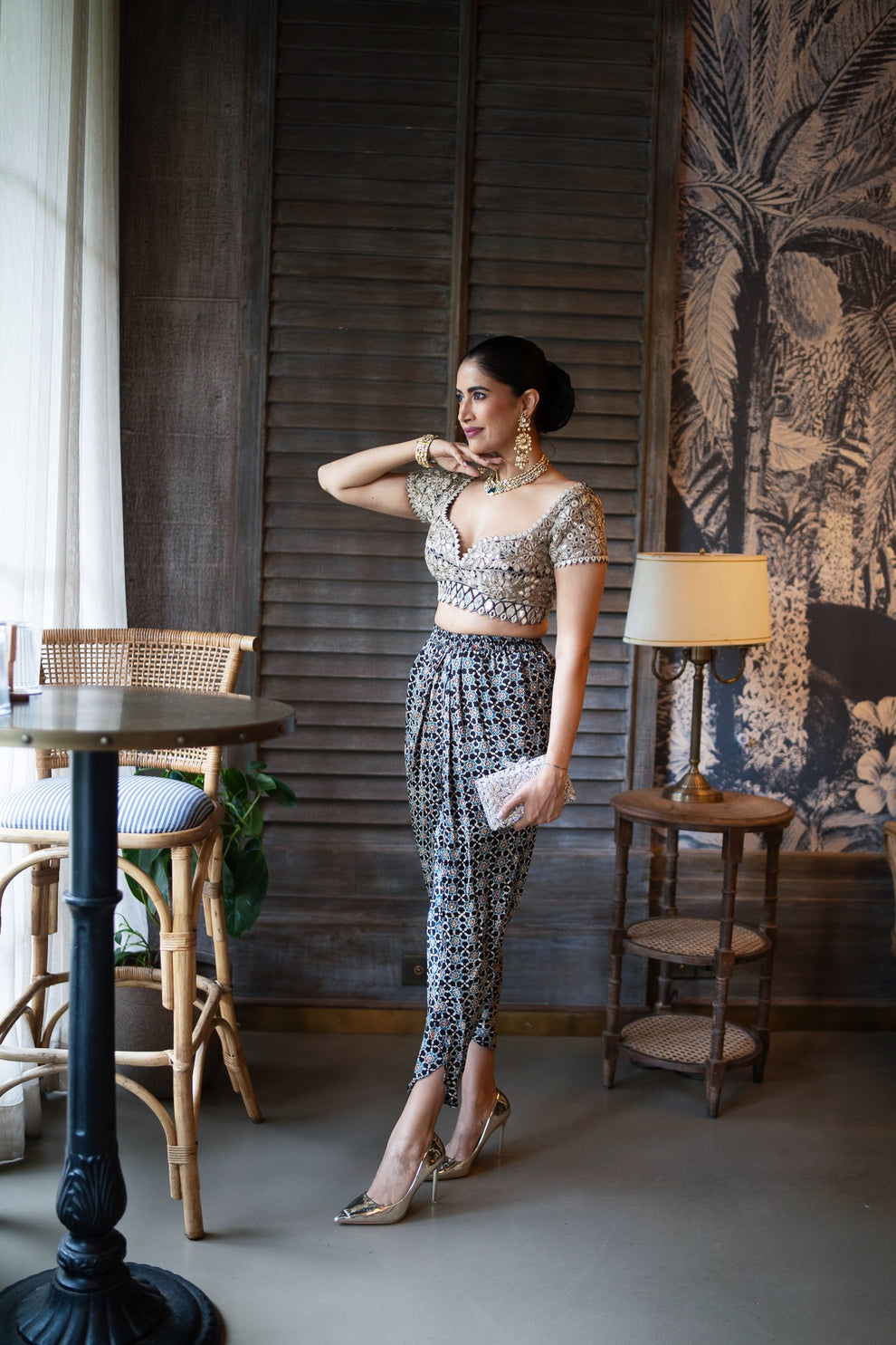 Black mirror work blouse and pants (RV9870) – Rozina
